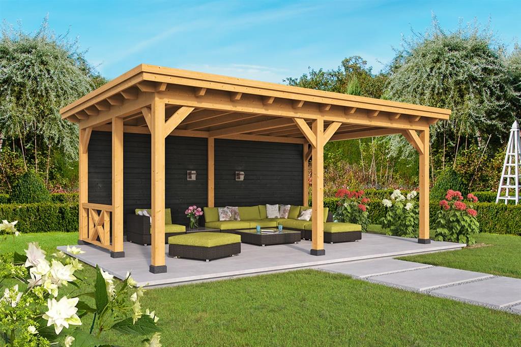 Overkapping Plat Dak Odense XL - Type 2 Kopen | Tuinhuisjes en Blokhutten