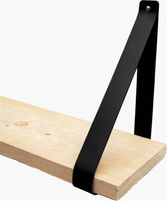 Leren PlankDragers - Zwart - 4 stuks - Echt Leer - Zwarte ...