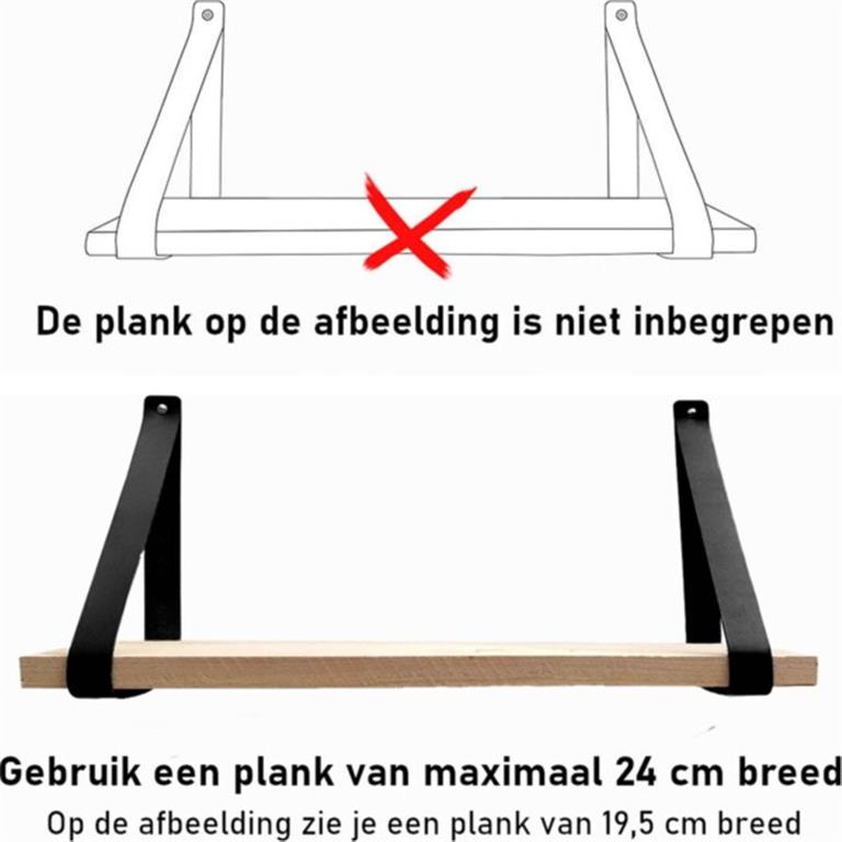 Leren PlankDragers - Zwart - 4 stuks - Echt Leer - Zwarte ...